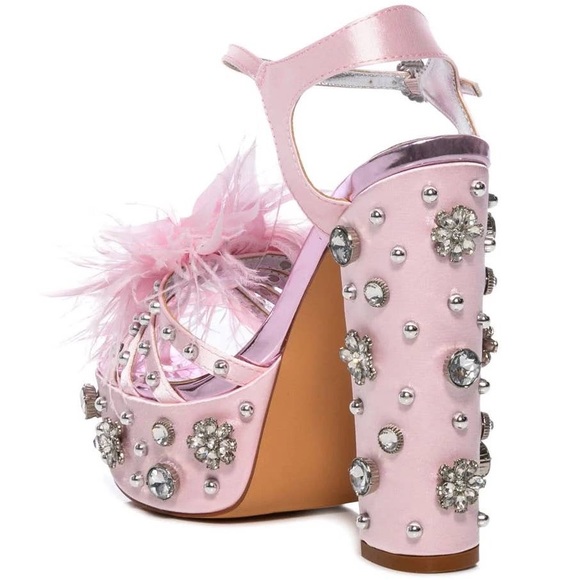Nu Shuz Key West | Shoes | Azalea Wang Kiki Pink Feather Crystal Embellished Barbie Platform ...